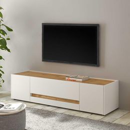 Pharao24.de TV Kommode in Wei&szlig; und Wildeiche Optik 170 cm breit