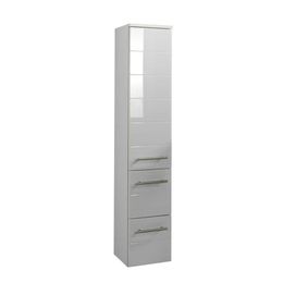 Pharao24.de Bad Hochschrank in Hochglanz Wei&szlig; 25 cm breit