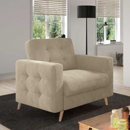 Pharao24.de Sessel Wohnzimmer Sessel in Beige mit gepolsterter Rückenlehne
