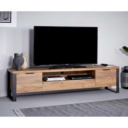 Pharao24.de TV Lowboard Fernsehtisch 180 cm breit mit B&uuml;gelgestell aus Metall