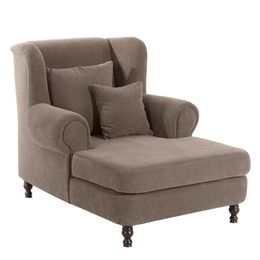 Pharao24.de Loveseat Landhaus Velours in Beigegrau 120 cm Sitztiefe
