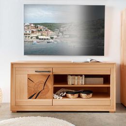 Pharao24.de TV Lowboard Kernbuche aus Massivholz 130 cm breit - 62 cm hoch
