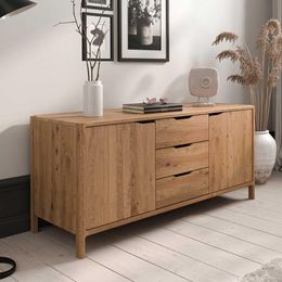 Pharao24.de Sideboard Kommode aus Wildeiche Massivholz mit drei Schubladen