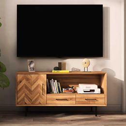 Pharao24.de TV Bank Wildeiche im Skandi Design zwei Schubladen und T&uuml;r