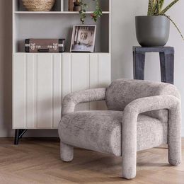 Pharao24.de Designer Polstersessel in Beige Struktur Samt Bezug