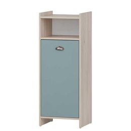 Pharao24.de Badezimmer Schrank modern in Hellblau und Eichefarben 104 cm hoch