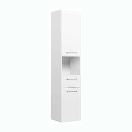 Pharao24.de Badezimmerschrank Hochschrank mit einem offenen Fach und Holzwerkstoff Oberfl&auml;che