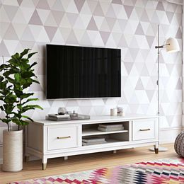 Pharao24.de TV Lowboard in Wei&szlig; Metallgriffen