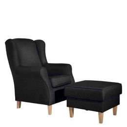 Pharao24.de Wohnzimmer Sessel in Dunkelgrau auch mit Hocker bestellbar