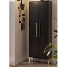Pharao24.de Moderner Badhochschrank in Schwarz und Gold Made in Germany