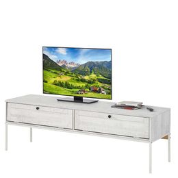 Pharao24.de TV Board in Creme Wei&szlig; massiv zwei Klappen