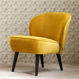 Pharao24.de Retro Sessel in Gelb Stoff