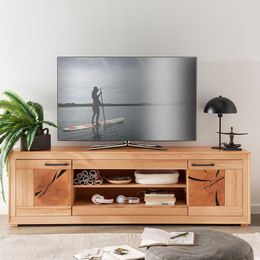 Pharao24.de TV Lowboard Kernbuche ge&ouml;lt mit Metallgriffen 200 cm breit