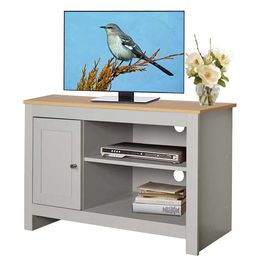 Pharao24.de Fernseher Schrank in Grau und Eiche Optik 95 cm breit