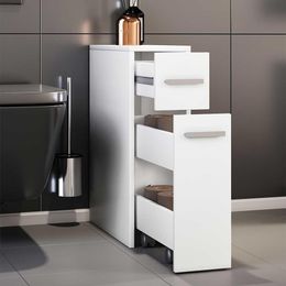 Pharao24.de Unterschrank Wei&szlig; schmal mit zwei Schubladen 20 cm breit