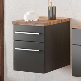 Pharao24.de Wand Badkommode in dunkel Grau und Wildeiche Dekor 30 cm breit
