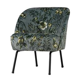 Pharao24.de Retro Sessel mit Blumenmuster Grau Bunt Samtbezug