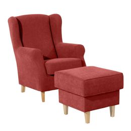 Pharao24.de TV Sessel optional mit Hocker in Terracotta Landhausstil