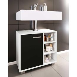 Pharao24.de Waschtischkonsole in Schwarz und Wei&szlig; 55 cm hoch - 60 cm breit