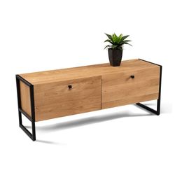 Pharao24.de TV Sideboard Fernsehboard mit zwei Klappen und Metallgriffen