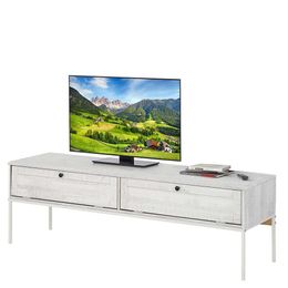 Pharao24.de TV Board in Creme Wei&szlig; massiv zwei Klappen