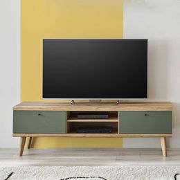 Pharao24.de Fernseher Tisch im Skandi Design Klappen und offenem Fach