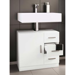 Pharao24.de Waschschrank modern weiss mit drei Schubladen 56 cm hoch