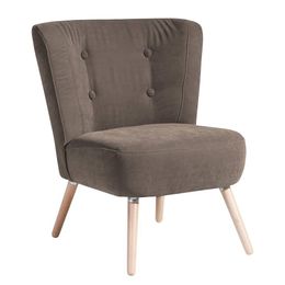 Pharao24.de Beigegrauer Sessel Retro Made in Germany Vierfu&szlig;gestell aus Holz