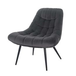 Pharao24.de Samt Lounge Sessel in Dunkelgrau Retro Design