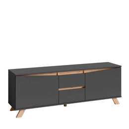 Pharao24.de Fernsehm&ouml;bel Anthrazit im Skandi Design 160 cm breit - 55 cm hoch