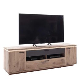 Pharao24.de TV Lowboard mit LED Beleuchtung Wildeichefarben und Anthrazit