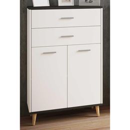 Pharao24.de Modernes Highboard mit Schubladen in Wei&szlig; Anthrazit