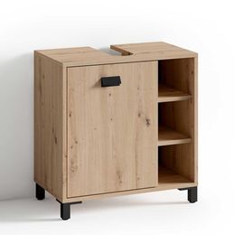 Pharao24.de Unterbeckenschrank in Wildeichefarben und Schwarz modernem Design