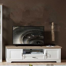 Pharao24.de Fernsehm&ouml;bel in Wei&szlig; und Eichefarben zwei T&uuml;ren