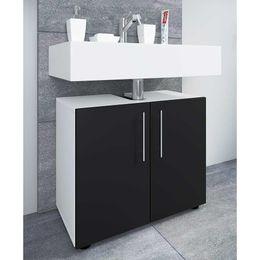 Pharao24.de Waschschrank schwarz weiss mit Drehtüren 60 cm breit - 51 cm hoch
