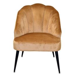 Pharao24.de Samtsessel in Beige & Schwarz Retrostil