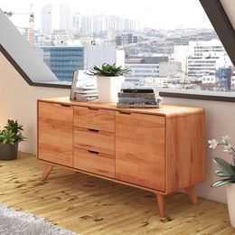 Pharao24.de Massivholz Sideboard aus Kernbuche ge&ouml;lt Griffl&ouml;chern