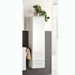 Pharao24.de Badhochschrank Badezimmer Hochschrank in Wei&szlig; mit Metallgriffen