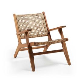 Pharao24.de Loungesessel aus Rattan und Akazie Massivholz Skandi Design