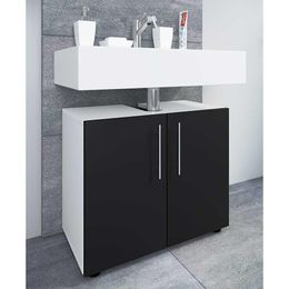 Pharao24.de Waschschrank schwarz weiss mit Dreht&uuml;ren 60 cm breit - 51 cm hoch