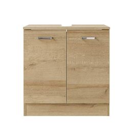 Pharao24.de Waschbeckenunterschrank Badezimmerschrank in Eichefarben mit Holzwerkstoff Oberfl&auml;che