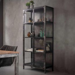 Pharao24.de Wohnzimmerschrank in Anthrazit mit Used Look Industry Design