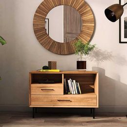 Pharao24.de Holzkommode Wildeiche mit zwei Schubladen Skandi Design