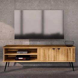 Pharao24.de TV Sideboard Wildeiche ge&ouml;lt 180 cm breit Metallgriffen
