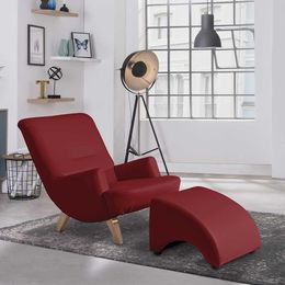 Pharao24.de Polstersessel rot Kunstleder in modernem Design 101 cm tief