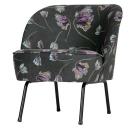 Pharao24.de Cocktailsessel in Grau Samt Blumen Motiven