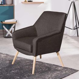 Pharao24.de Retro Look Polstersessel in Braun und Buchefarben 41 cm Sitzh&ouml;he