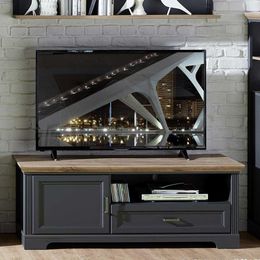 Pharao24.de Fernsehunterschrank in Dunkelgrau und Eichefarben Landhaus Design