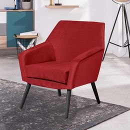 Pharao24.de Sessel mit Armlehnen in Ziegel Rot und Schwarz 67 cm breit