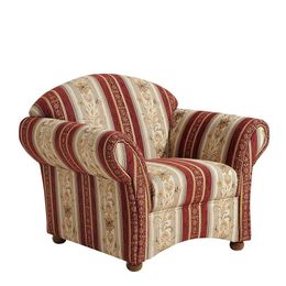 Pharao24.de Polstersessel Rot Beige mit Streifenmuster Landhausstil